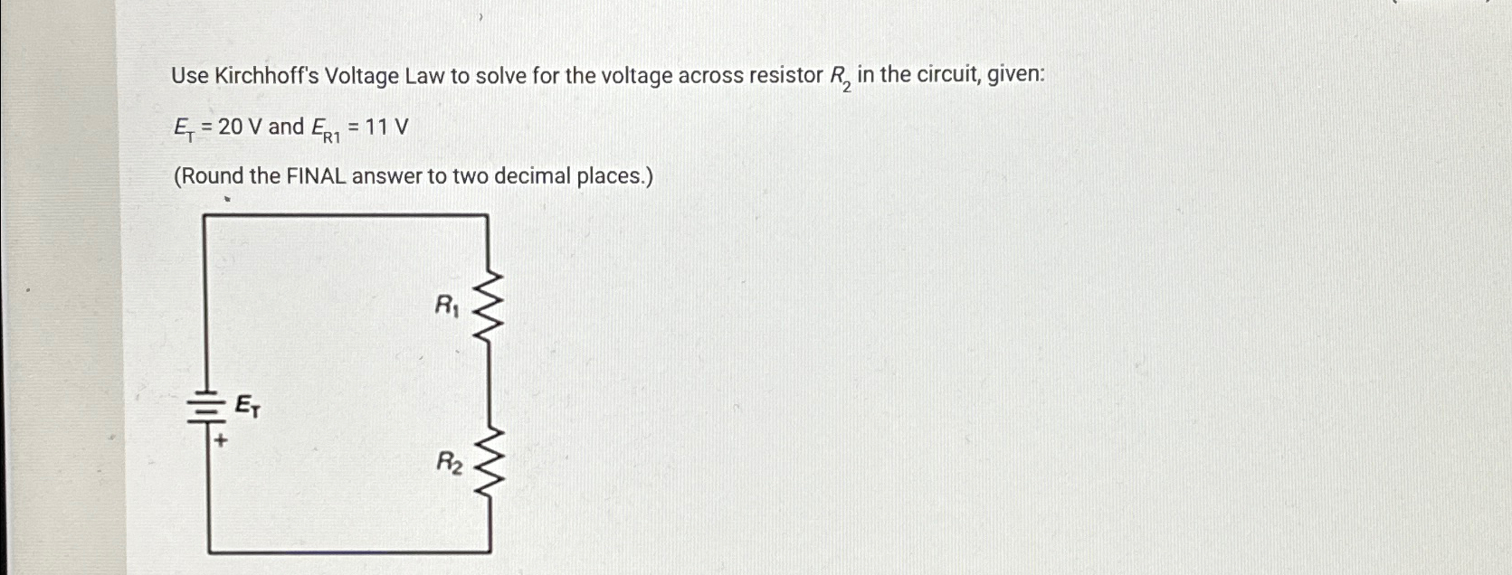 Solved Use Kirchhoff's Voltage Law to solve for the voltage | Chegg.com