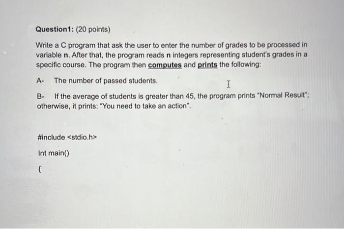 Solved Write A C Program That Ask The User To Enter The