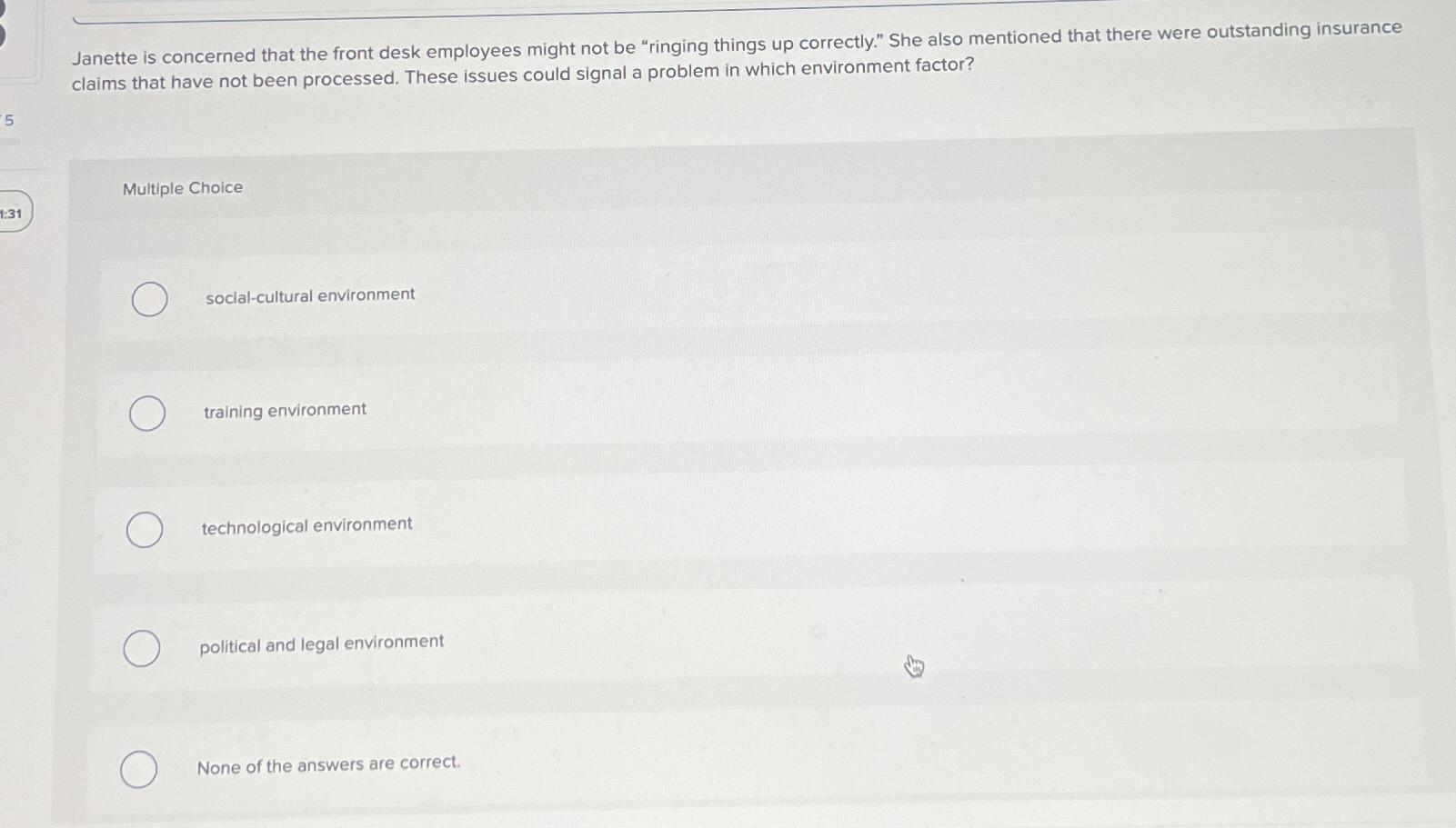 Solved Janette is concerned that the front desk employees | Chegg.com