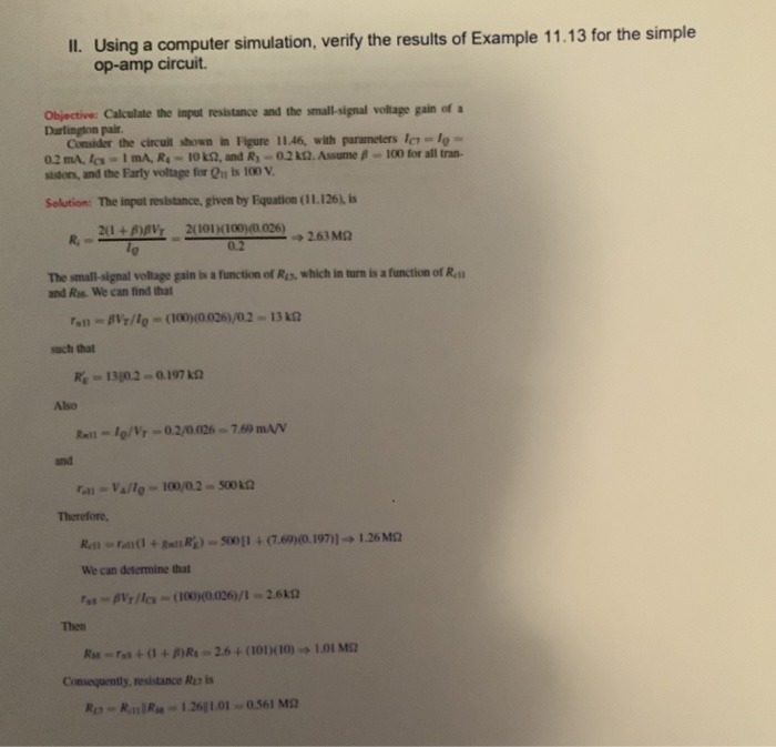 II. Using a computer simulation, verify the results | Chegg.com