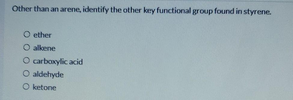 Solved Other than an arene, identify the other key | Chegg.com