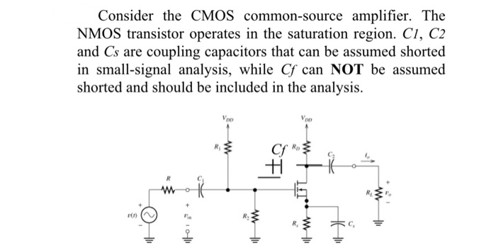 Solved Consider the CMOS common-source amplifier. The NMOS | Chegg.com