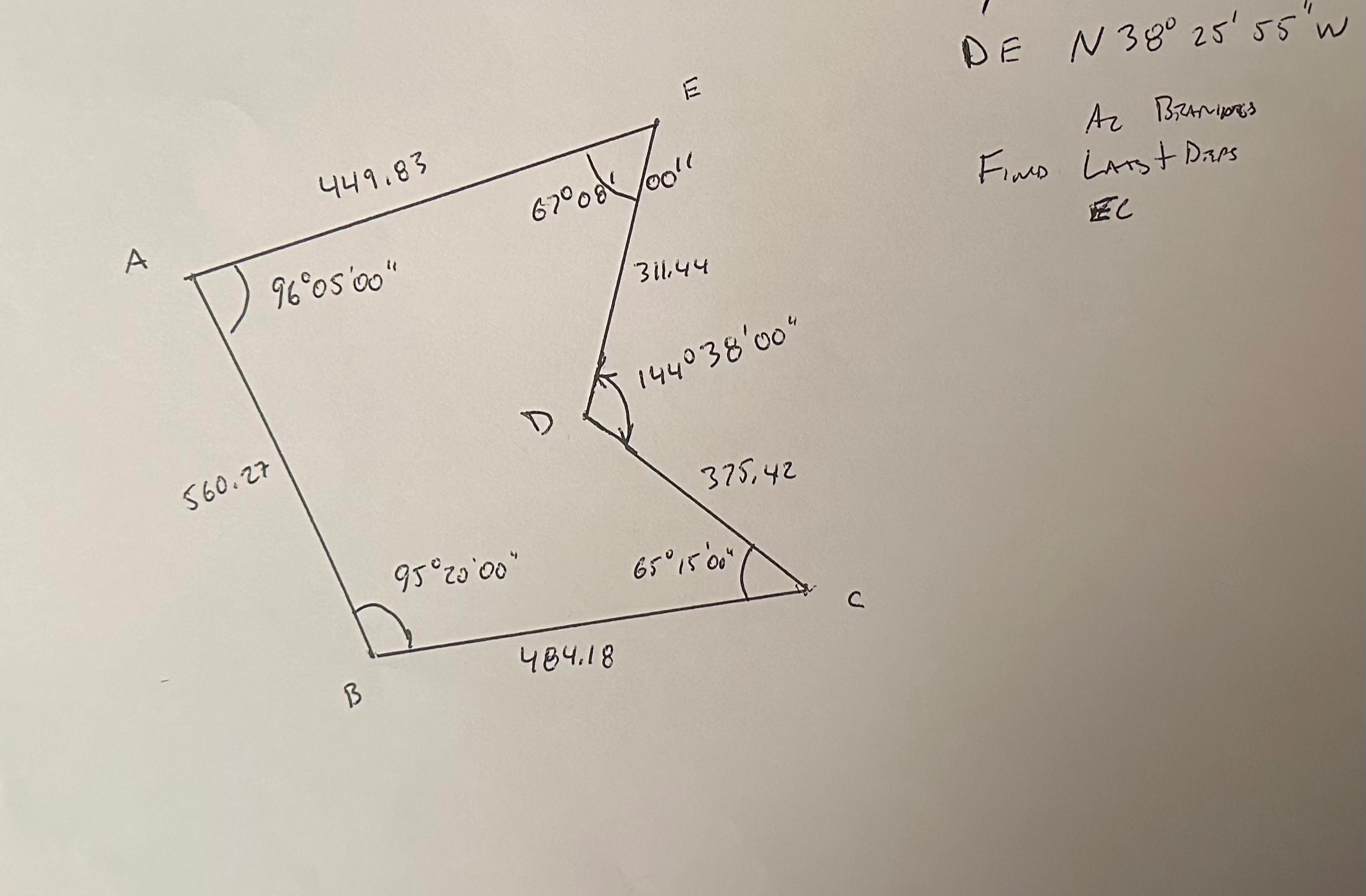 Solved Please calculate the azimuths and bearings, thank | Chegg.com