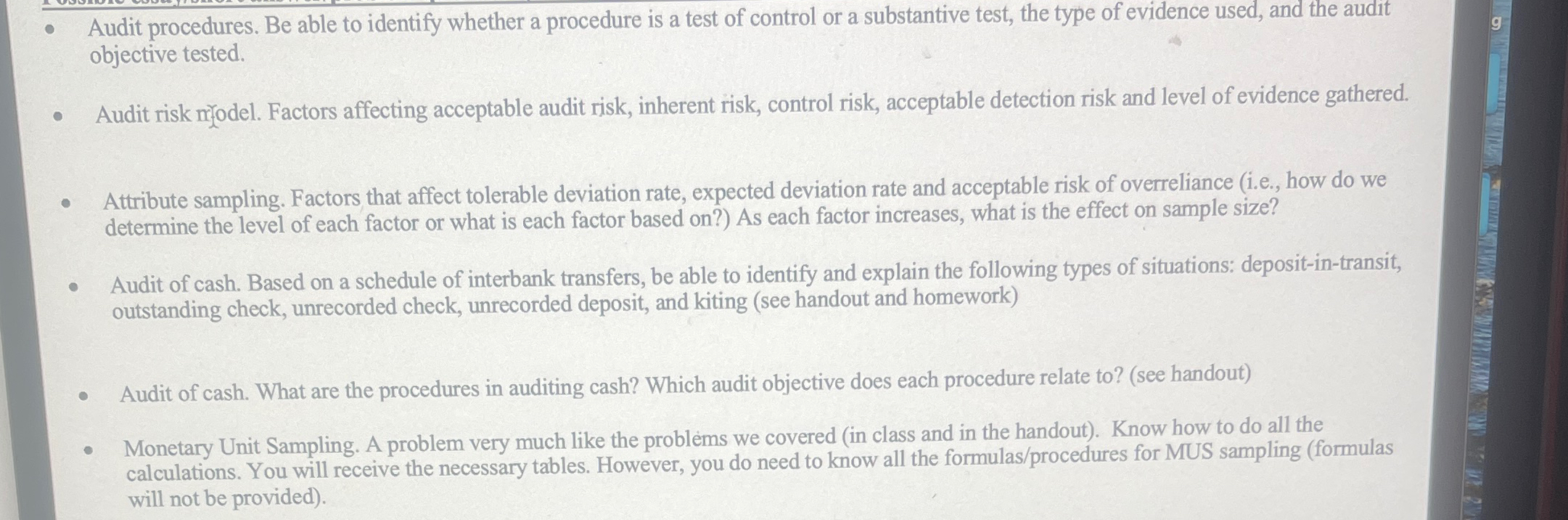 Solved Audit procedures. Be able to identify whether a | Chegg.com