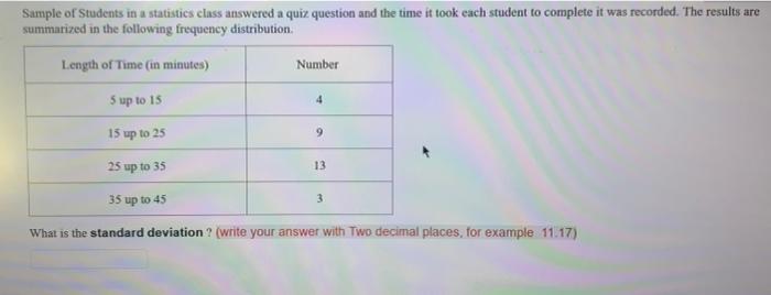 Solved Sample of Students in a statistics class answered a | Chegg.com
