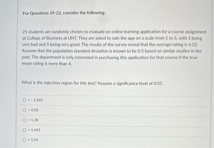 Solved For Questions 19-22, consider the following: 25 | Chegg.com