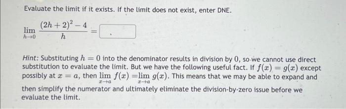 Solved Evaluate the limit if it exists. If the limit does | Chegg.com