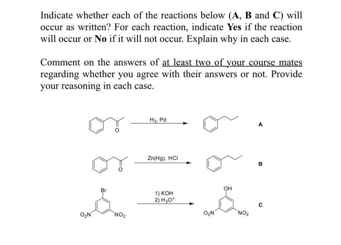 Solved Indicate whether each of the reactions below (A,B and | Chegg.com