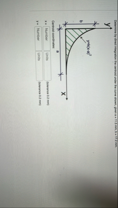 Determine by direct integration the centroid under | Chegg.com