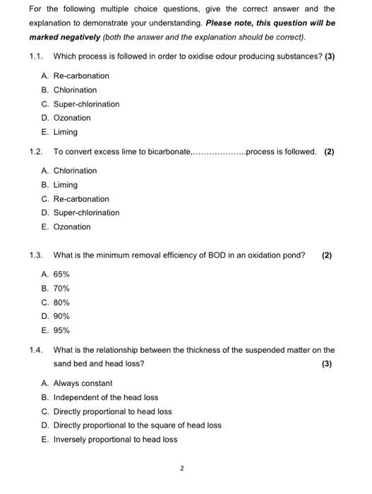 Solved For the following multiple choice questions, give the | Chegg.com
