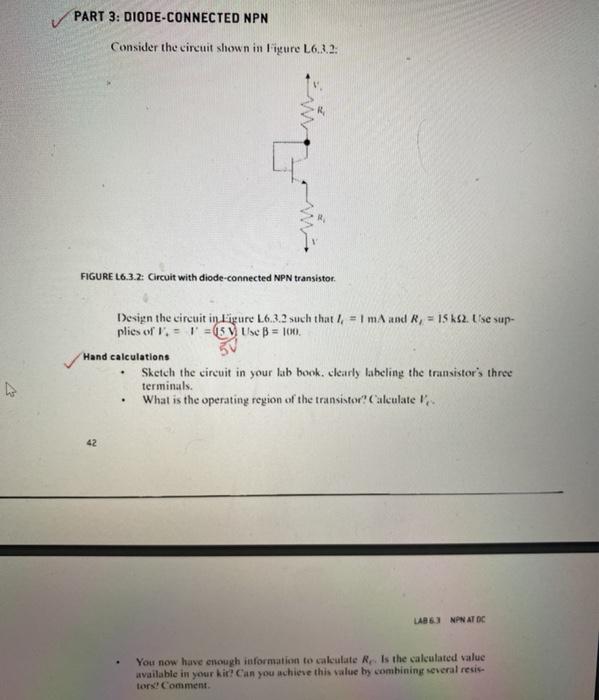 Solved PART 3: DIODE-CONNECTED NPN Consider the circuit | Chegg.com
