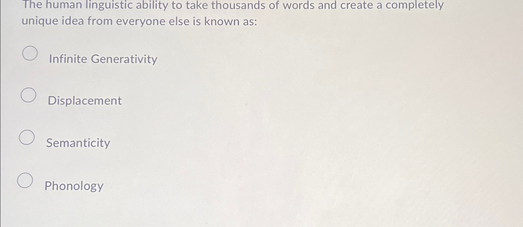 Solved The human linguistic ability to take thousands of | Chegg.com