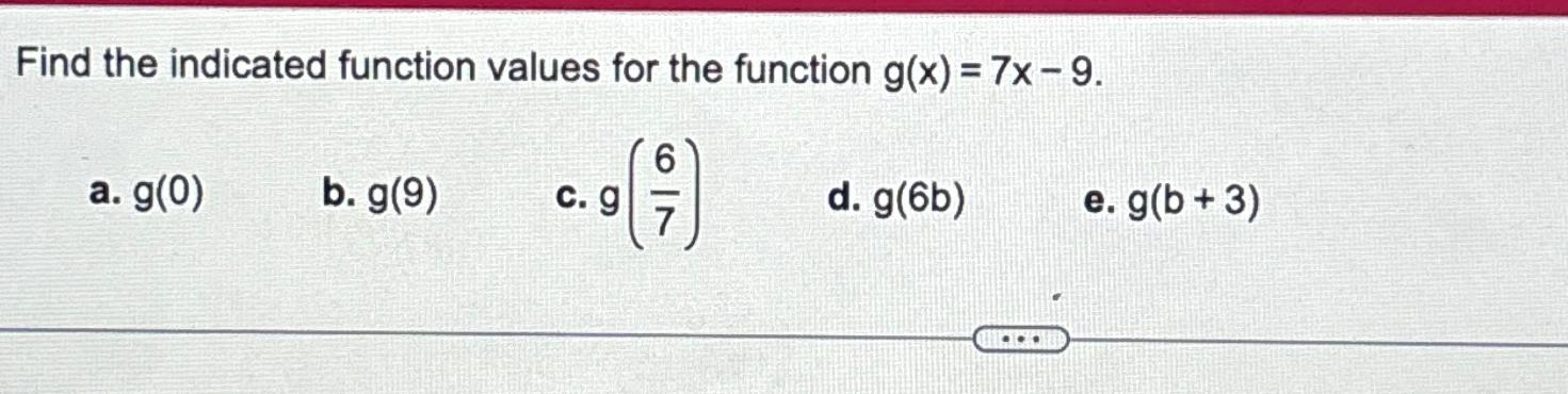 Solved Find the indicated function values for the function | Chegg.com