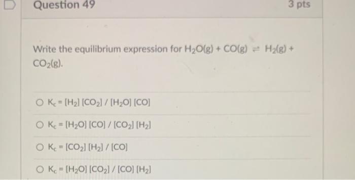 Solved Identify the equilibrium reaction. | Chegg.com