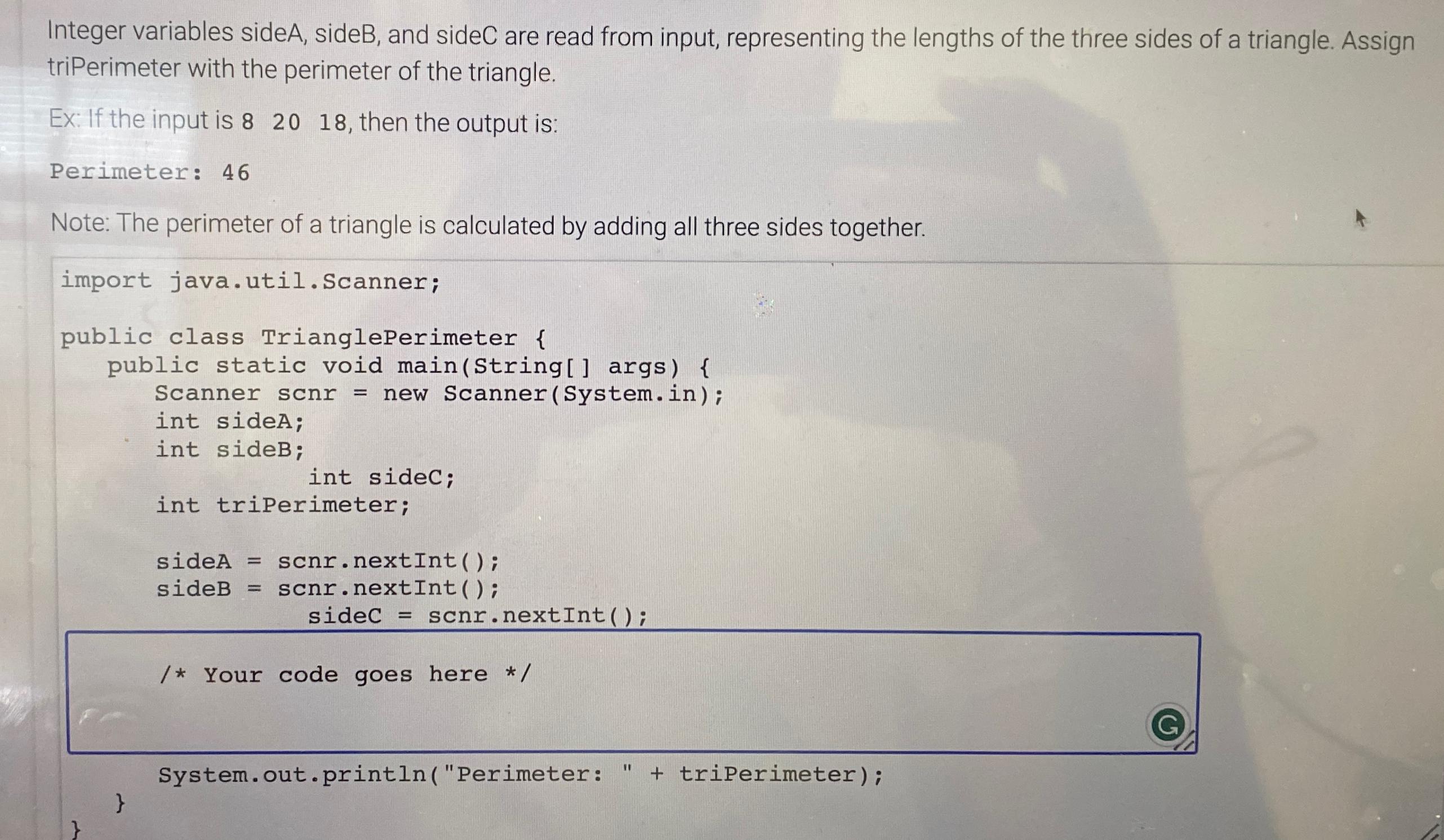 Solved Integer variables sideA, sideB, and sideC are read | Chegg.com