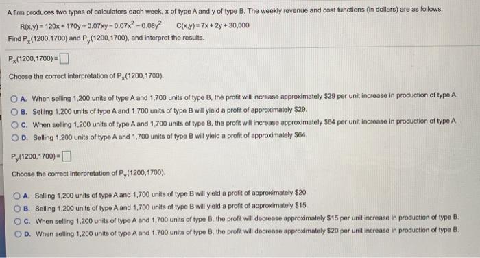 Solved A firm produces two types of calculators each week, x | Chegg.com