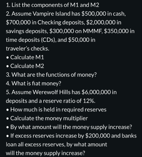 Solved List the components of M1 ﻿and M2Assume Vampire | Chegg.com