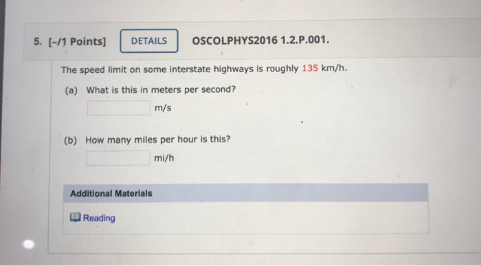Solved 5 [ 1 Points] Details Oscolphys2016 1 2 P 001 The