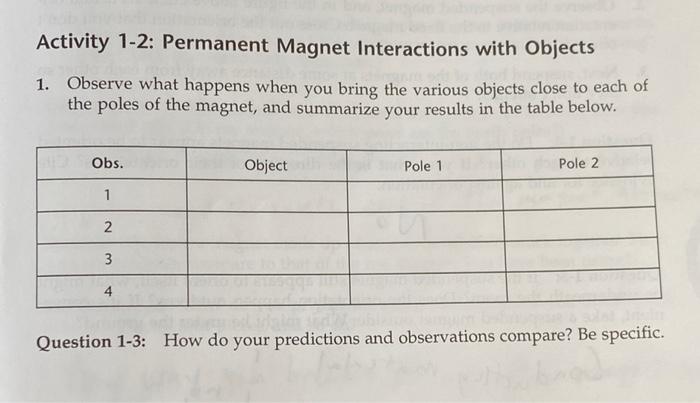 Solved Activity 1-2: Permanent Magnet Interactions with | Chegg.com
