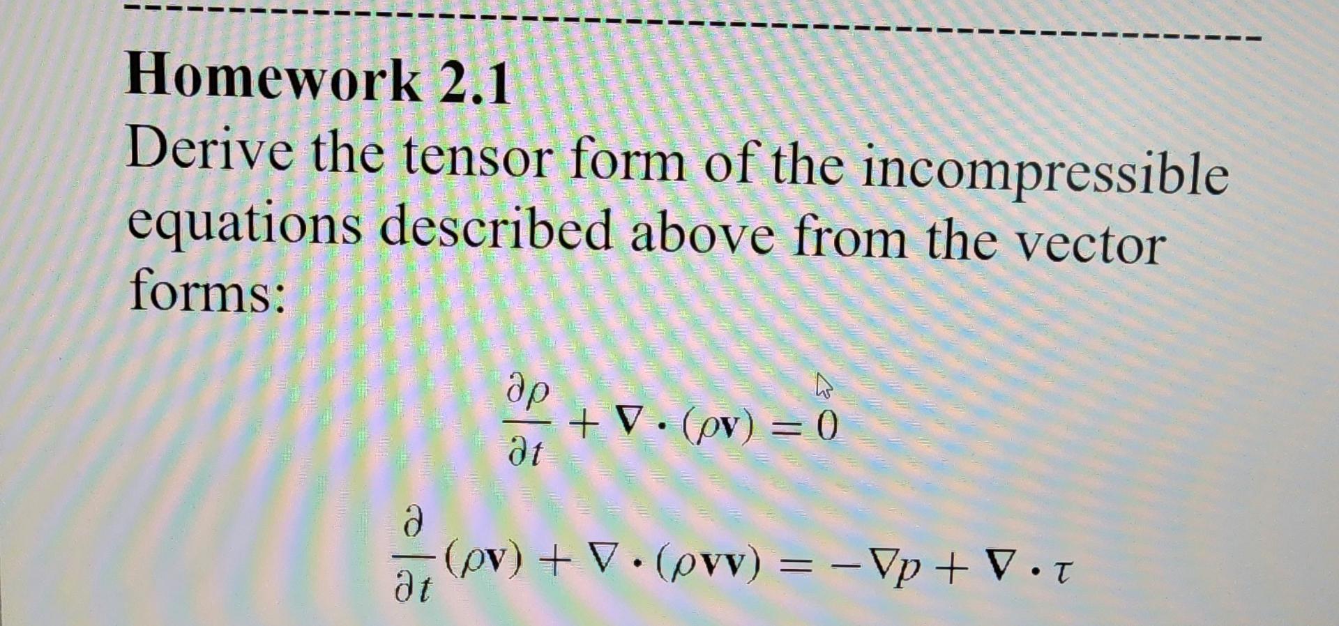 Solved Homework 2.1 Derive the tensor form of the | Chegg.com