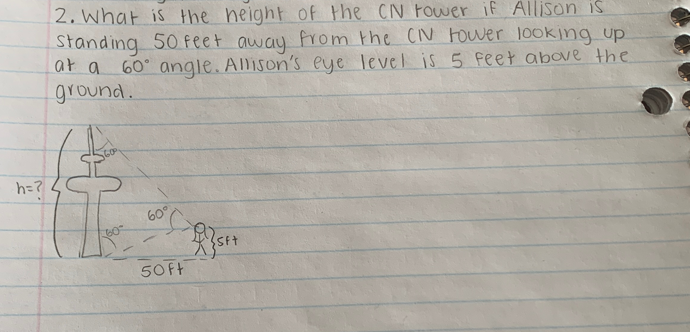 Solved What is the neight of the CN tower if Allison is | Chegg.com
