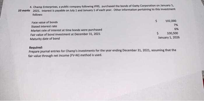 Solved 7% 6% 4. Champ Enterprises, a public company | Chegg.com