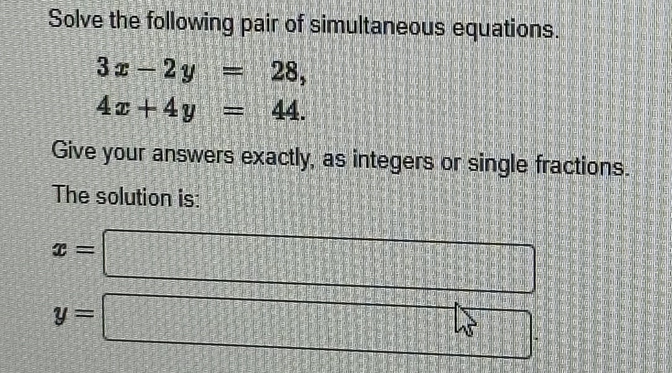 Solved Solve the following pair of simultaneous | Chegg.com