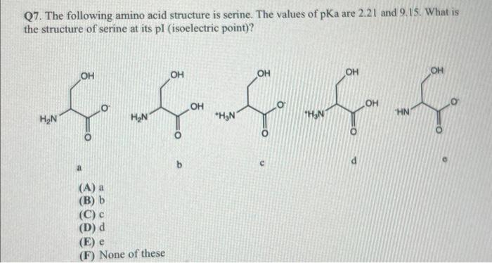 Solved Q7. The following amino acid structure is serine. The | Chegg.com