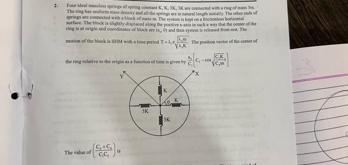 Solved 2 Four Ideal Massless Springs Of Spring Constant