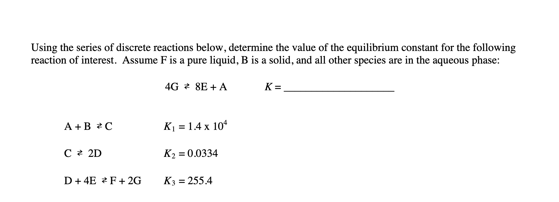 Using the series of discrete reactions below, | Chegg.com
