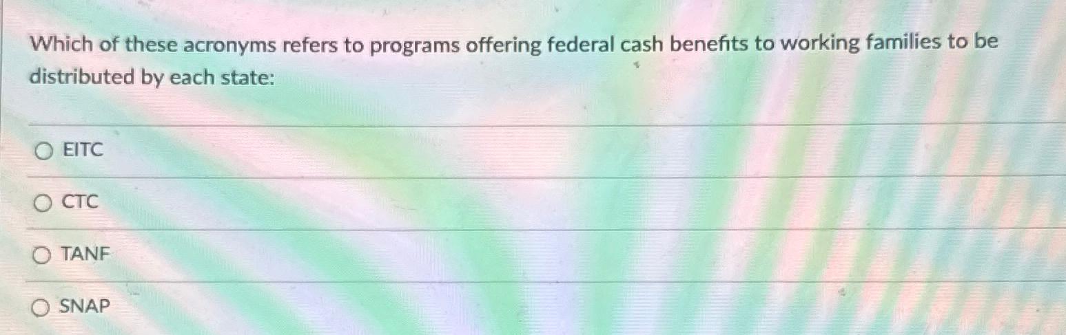 Solved Which of these acronyms refers to programs offering | Chegg.com