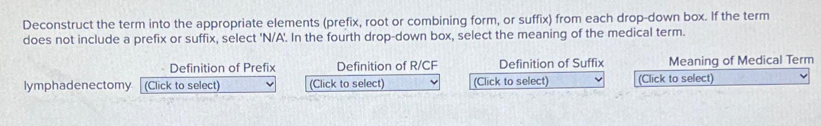 Solved Deconstruct the term into the appropriate elements | Chegg.com