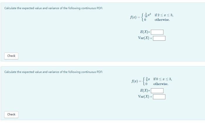 Solved Calculate the expected value and variance of the | Chegg.com