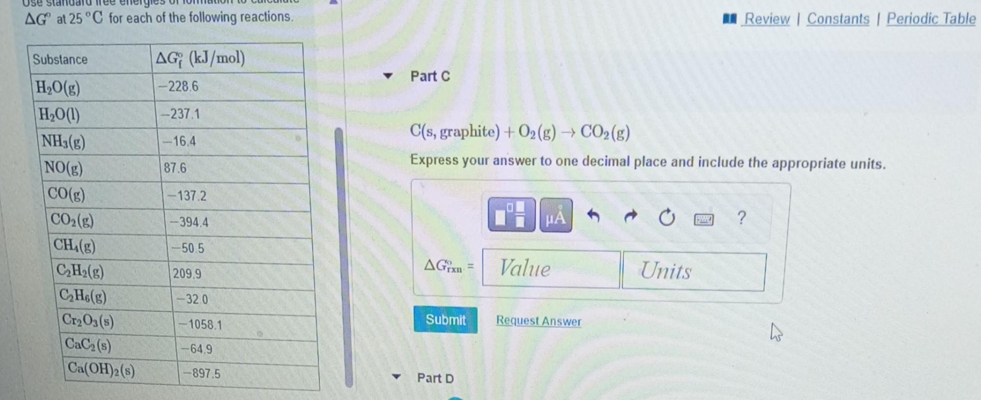 Solved C(s, graphite )+2H2( g)→CH4( g) Express your answer | Chegg.com