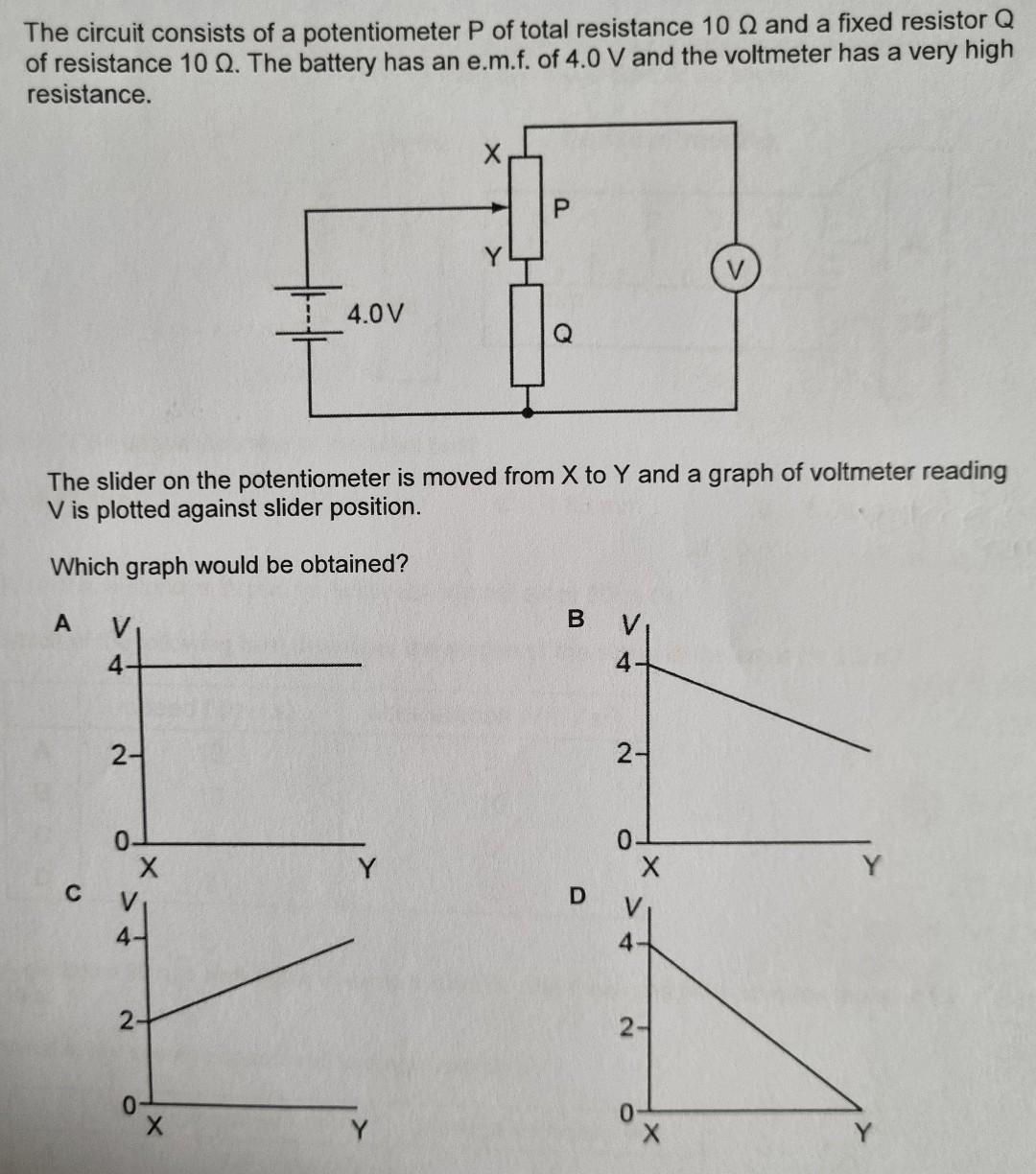 Solved The circuit consists of a potentiometer P of total | Chegg.com