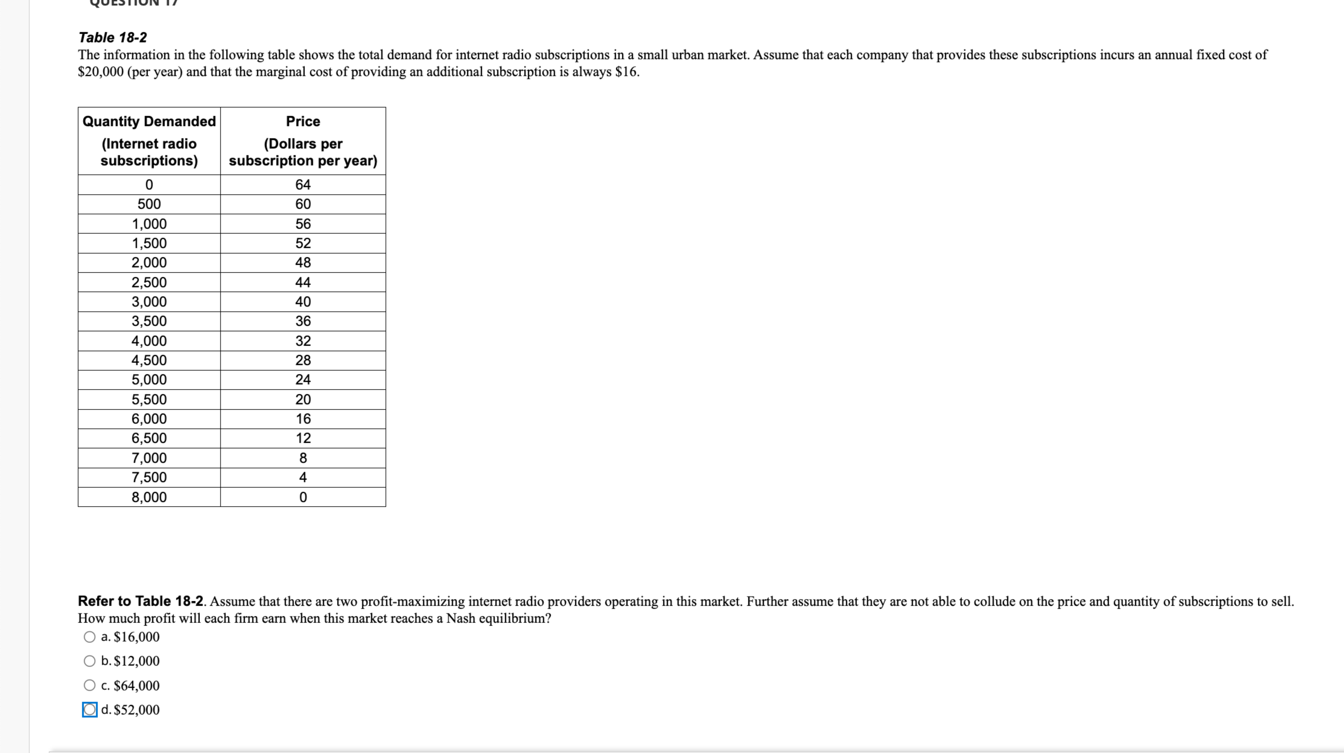 Solved Table 18-2The information in the following table | Chegg.com