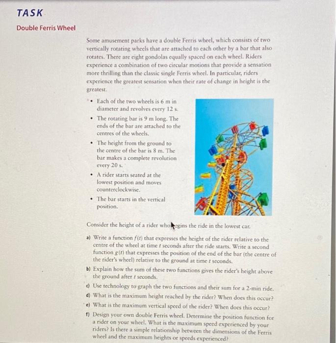 Solved TASK Double Ferris Wheel Some amusement parks have a | Chegg.com