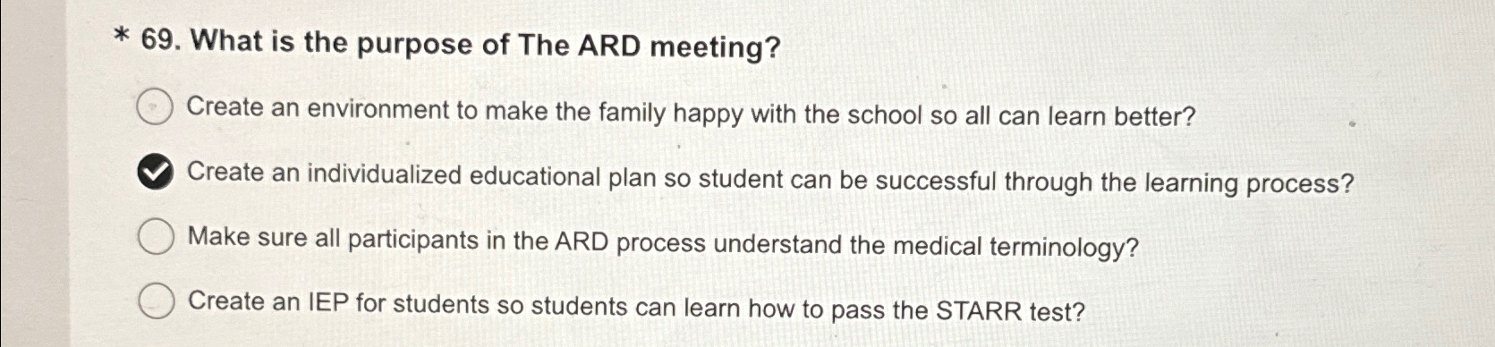 Solved What is the purpose of The ARD meeting?Create an | Chegg.com