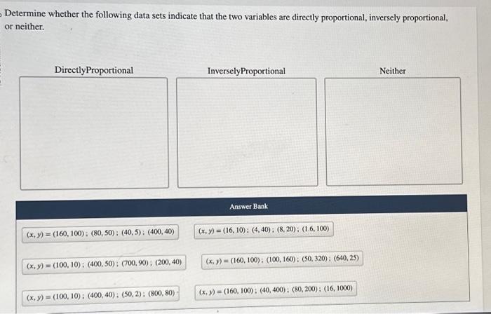 Solved Determine whether the following data sets indicate | Chegg.com