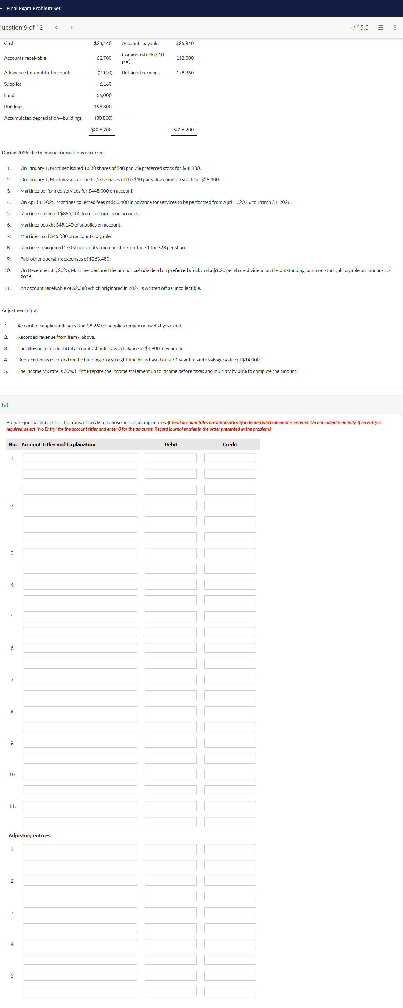 Prepare journal entries for the transactions listed | Chegg.com