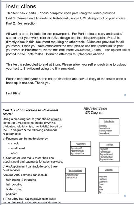 Solved Instructions This test has 2 parts. Please complete | Chegg.com