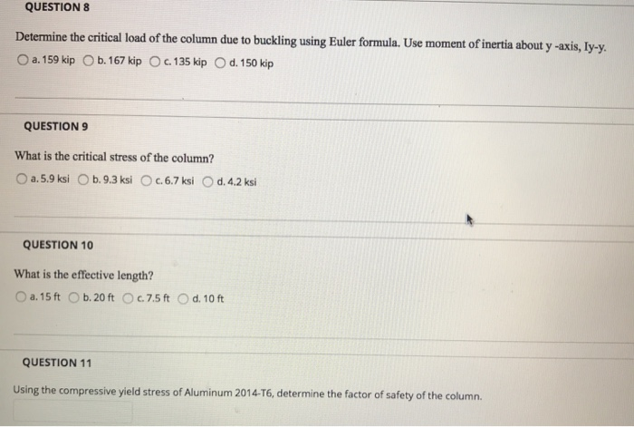 Solved QUESTION 8 Determine the critical load of the | Chegg.com