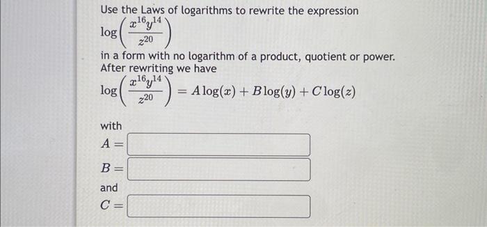 Solved Use the Laws of logarithms to rewrite the expression | Chegg.com