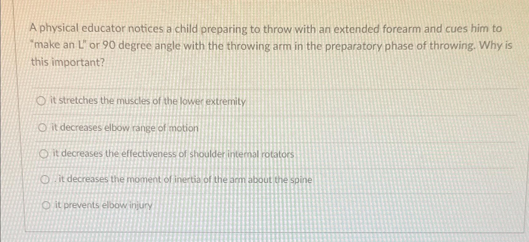Solved A physical educator notices a child preparing to | Chegg.com