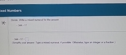 Solved xed NumbersDivide. Write a mlxed numbral for the | Chegg.com