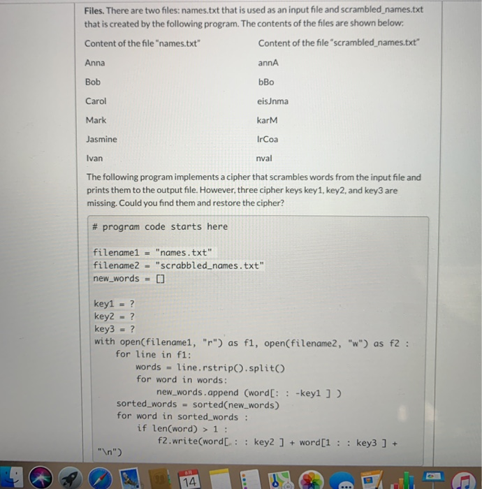 Solved Files. There are two files: names.txt that is used as | Chegg.com