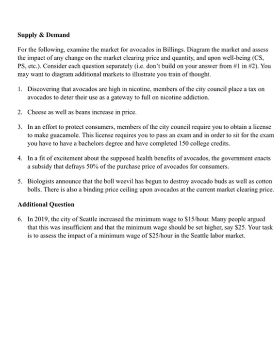 Solved Supply & Demand For the following, examine the market | Chegg.com