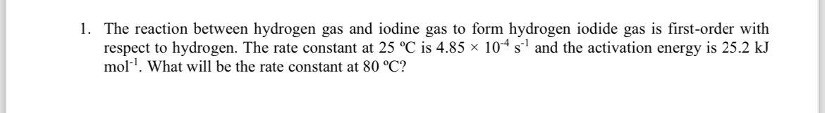 Solved The reaction between hydrogen gas and iodine gas to | Chegg.com
