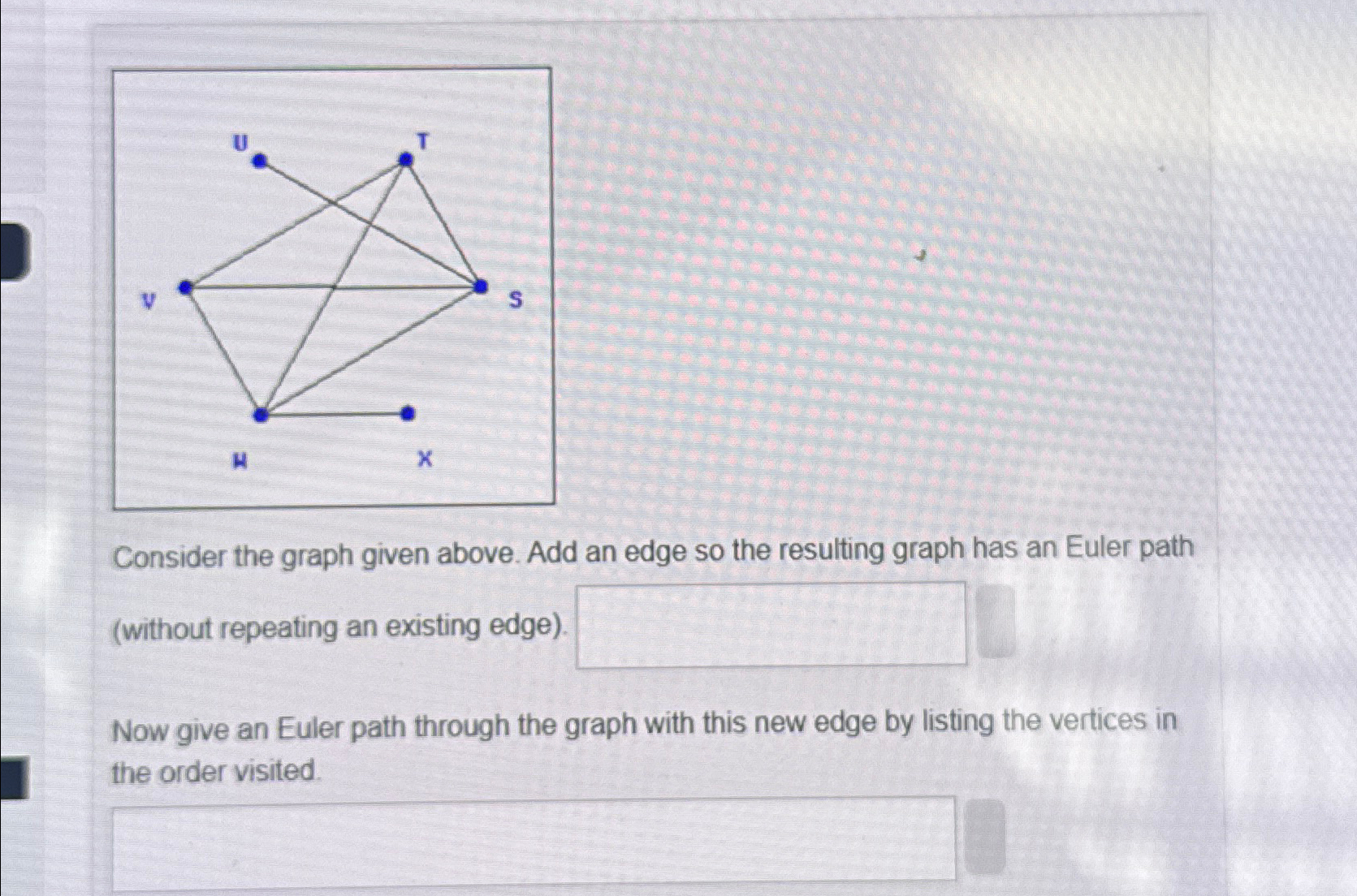 Solved Consider the graph given above. Add an edge so the | Chegg.com