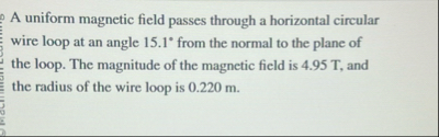 Solved A uniform magnetic field passes through a horizontal | Chegg.com